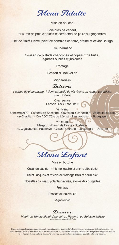 Les menus du Réveillons du Nouvel An 2019-2020