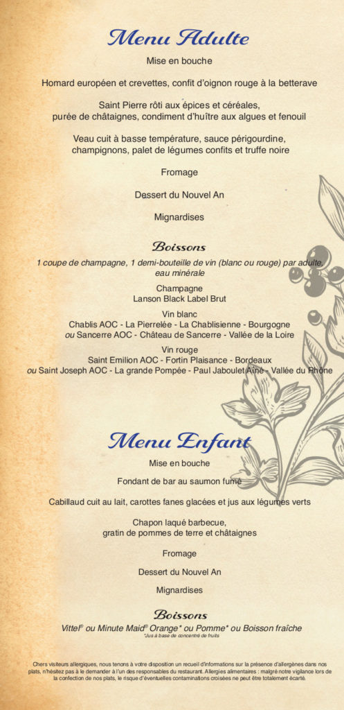 Les menus du Réveillons du Nouvel An 2019-2020 - Infos Pratiques ...